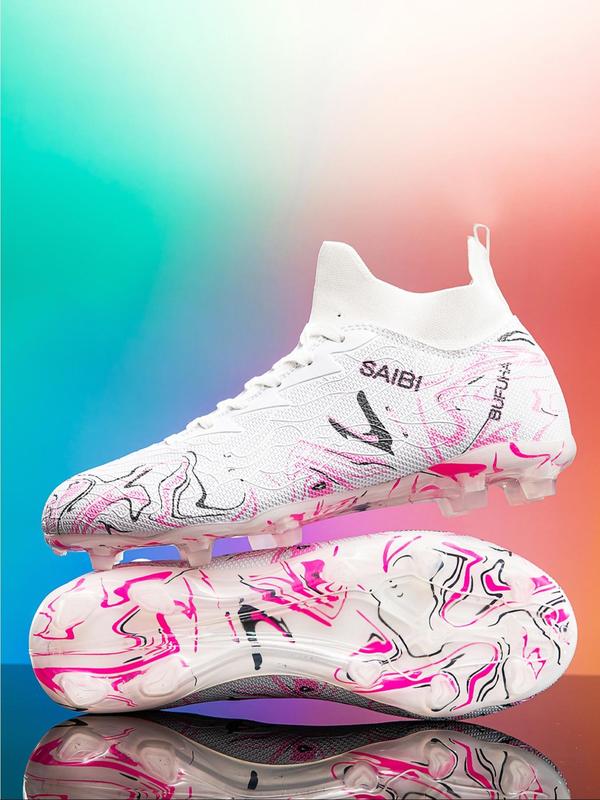 Men's High Top Football Shoes, Random Pattern Lace Up Soccer - TikTok Shop