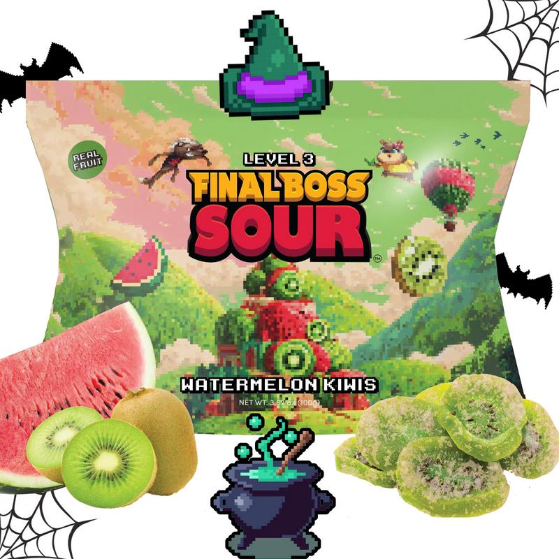 Final Boss Sour Watermelon Kiwis – Level 3 Halloween Drop | Real Fruit ...