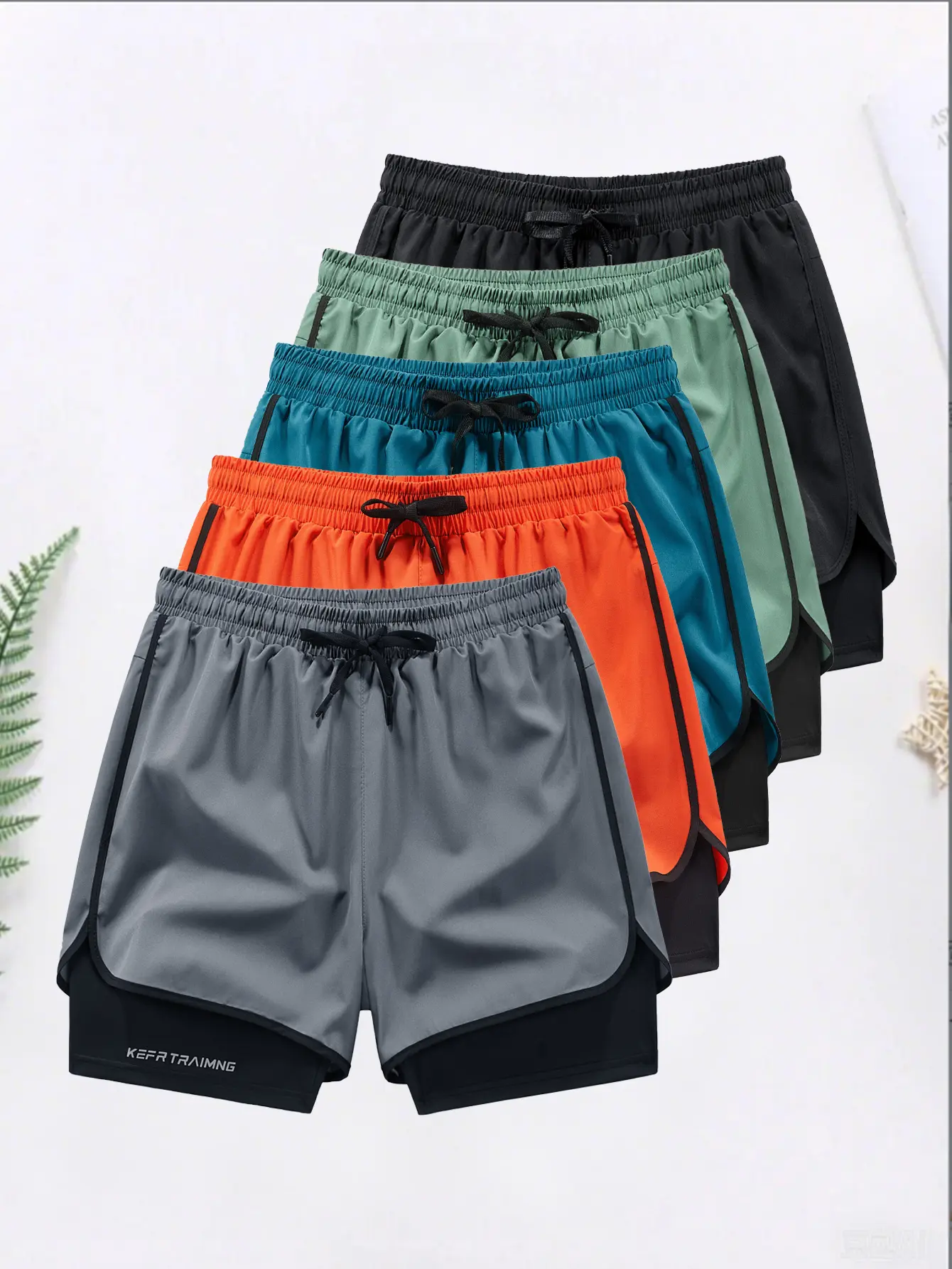 Men’s solid-color quick-dry faux two-piece training shorts—ideal for ...