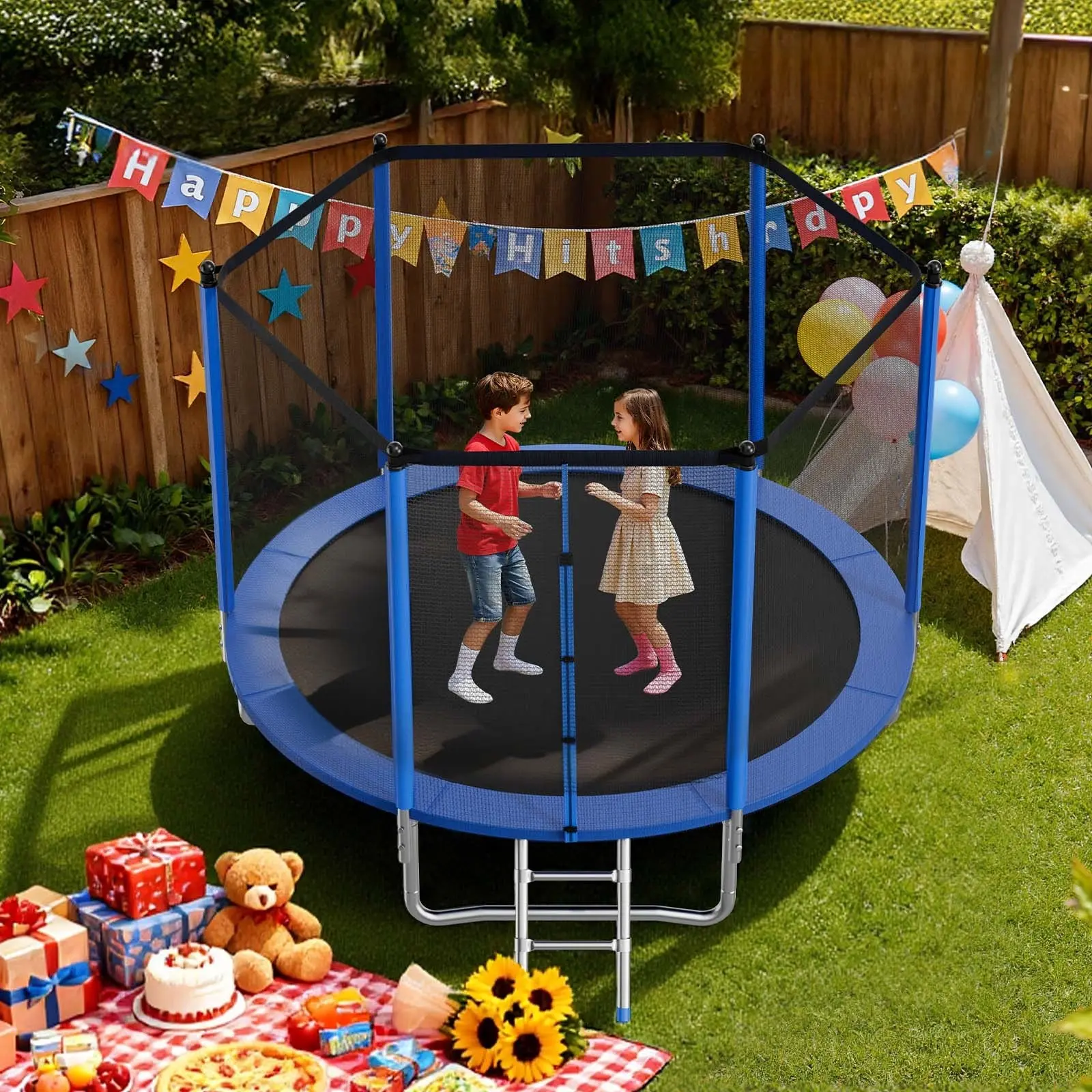 Outdoor Trampoline 10ft Round Recreational Trampoline With Enclosure ...