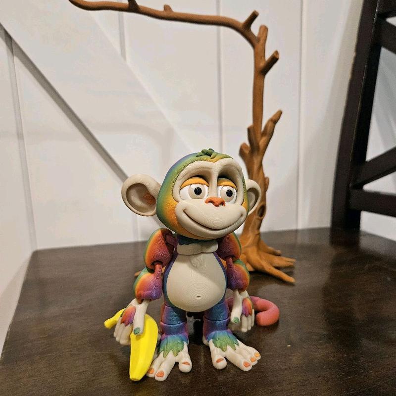 Large Rainbow Flexi Monkey with Tree and Banana - Colorful Design ...