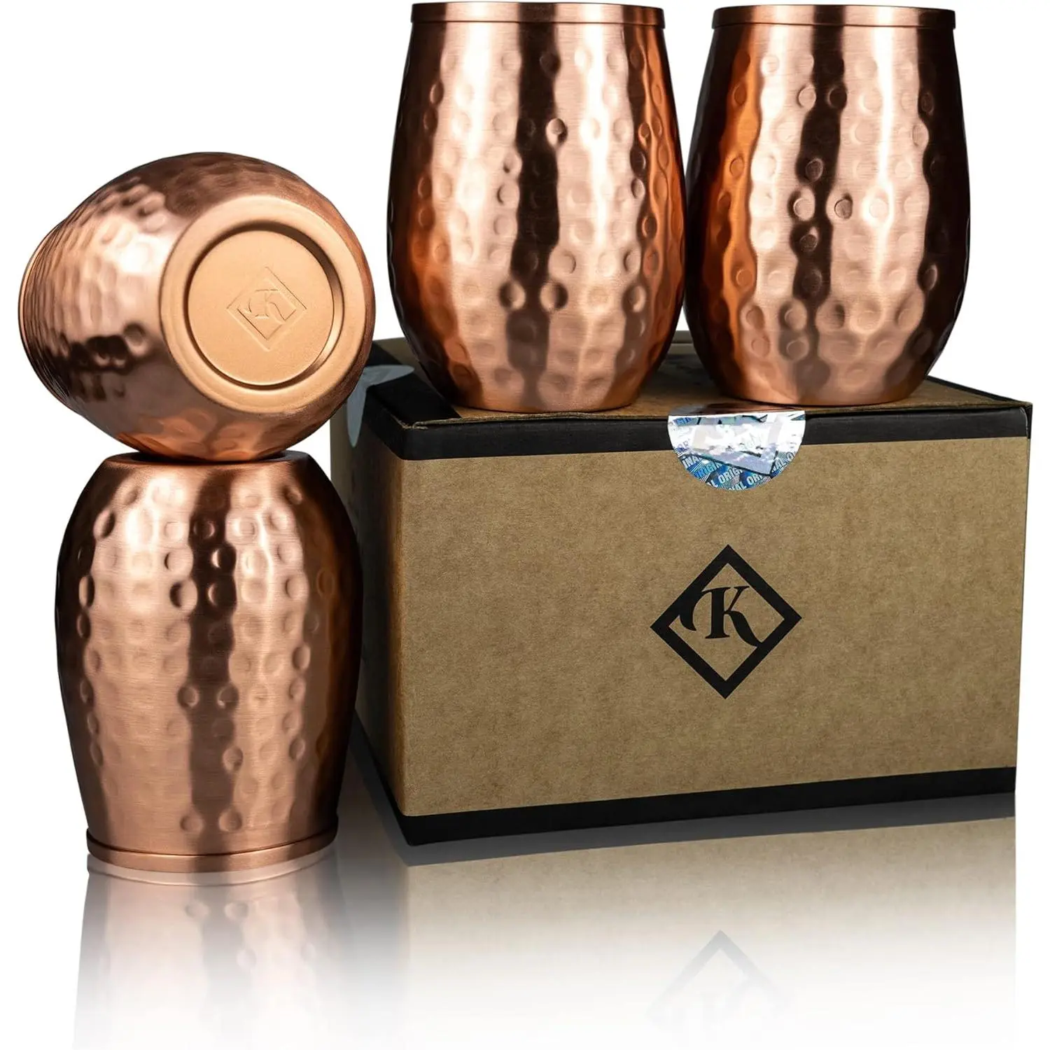 Copper Cups - 12 Oz set of 4 - A Way To - The Pure Copper Tumbler for ...