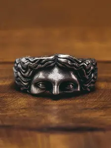 Punk Style Oval Shaped Ring, Rhinestone Decorated Ring for Women & Men ...