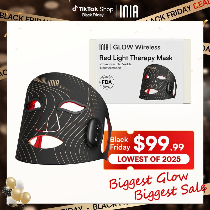 INIA GLOW Wireless LED Face Mask, 2-Year Warranty, Portable and | Black ...