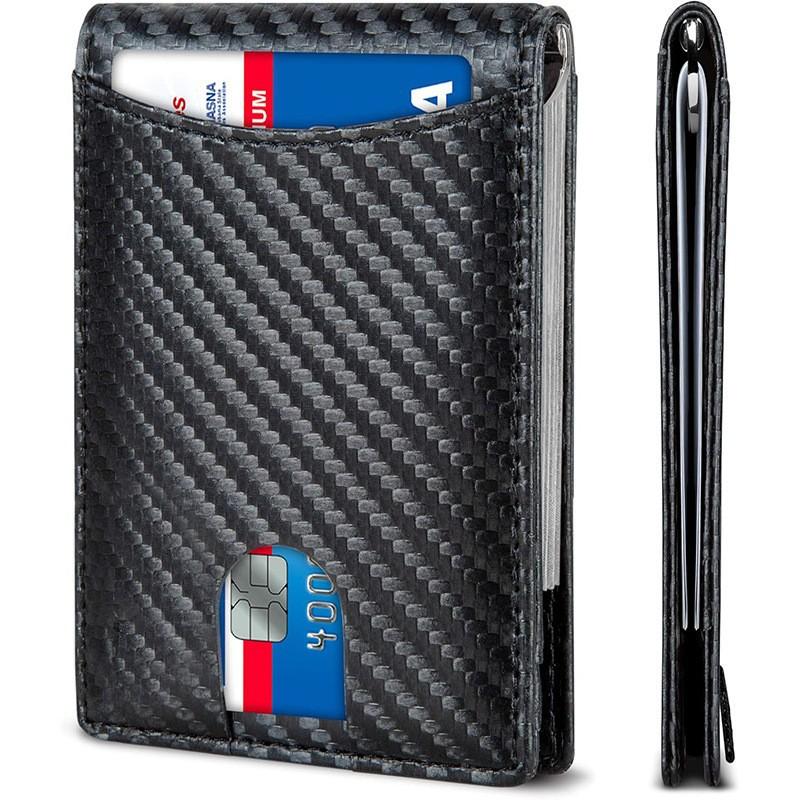 Men's Ultra-thin Carbon Fiber Texture Money Clip Wallet - Multiple Card ...