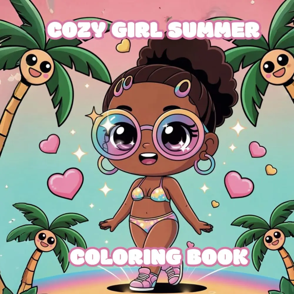 Cozy Girl Summer Coloring Book: Cute & Relaxing Summer-Themed Designs ...