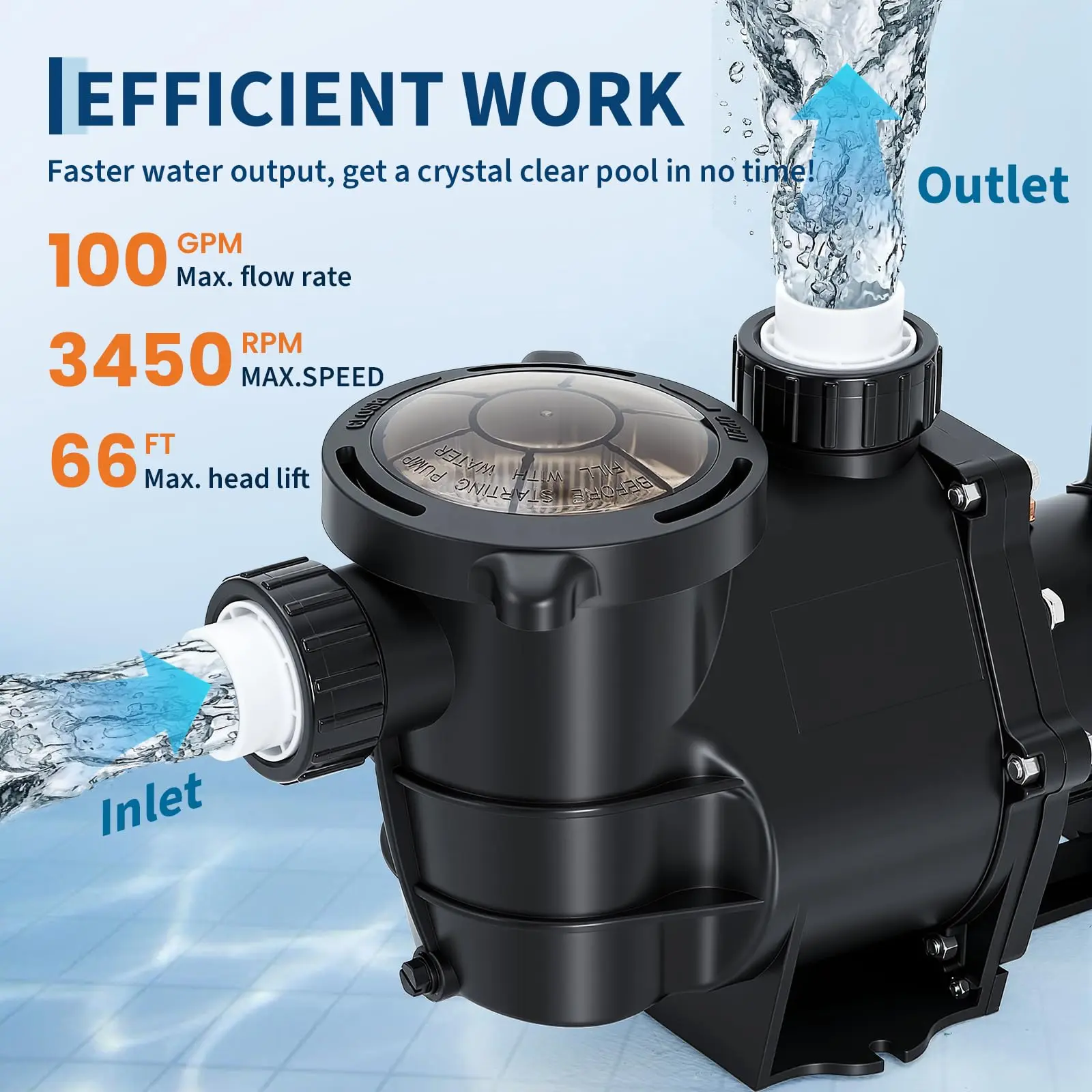 High Performance Dual Power Pool Pump, 2 HP/2.5 HP Electric Water Pump ...
