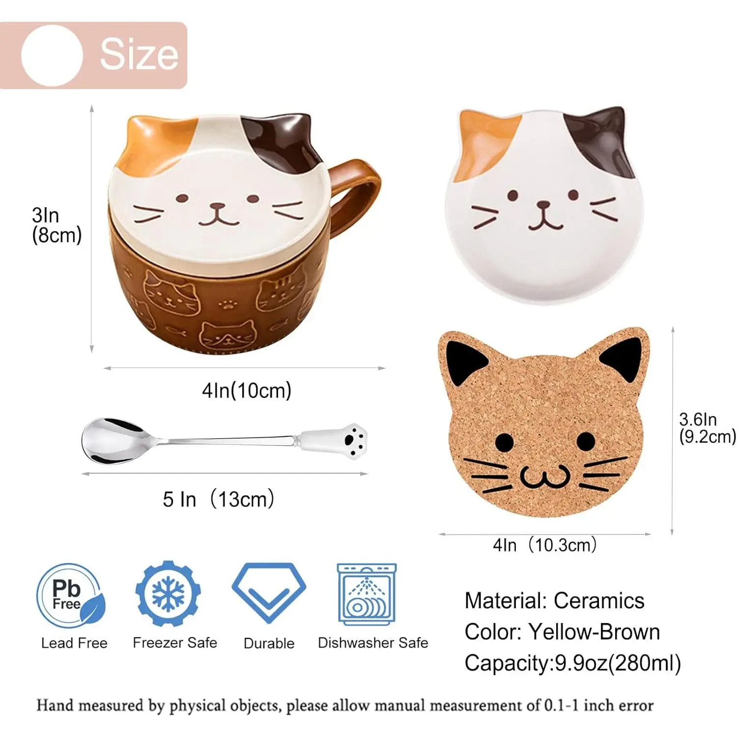 Gifts for Women Her Cute Kawaii Cat Coffee Mugs with Lids Christmas ...
