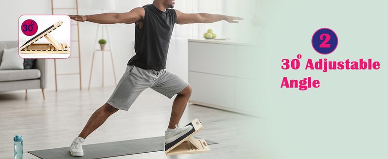 Slant Board for Calf Stretching, Adjustable Portable Wooden Incline ...