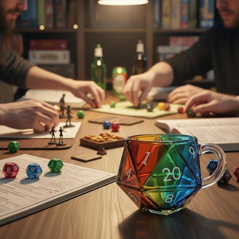 D20 Dice Mug Rainbow Multifaceted Rpg Cup Funny Tumblers, Numbered 20 ...