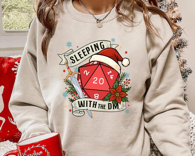 Sleeping With The DM Christmas Sweater, Funny D20 Dice DnD Sweatshirt ...