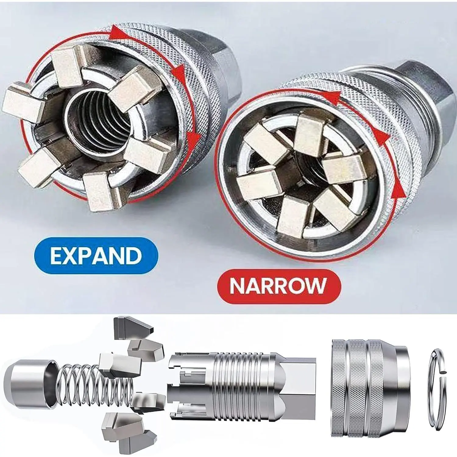 Universal Adjustable Socket Wrench with Adapter 10-19mm 3/8"-3/4 ...