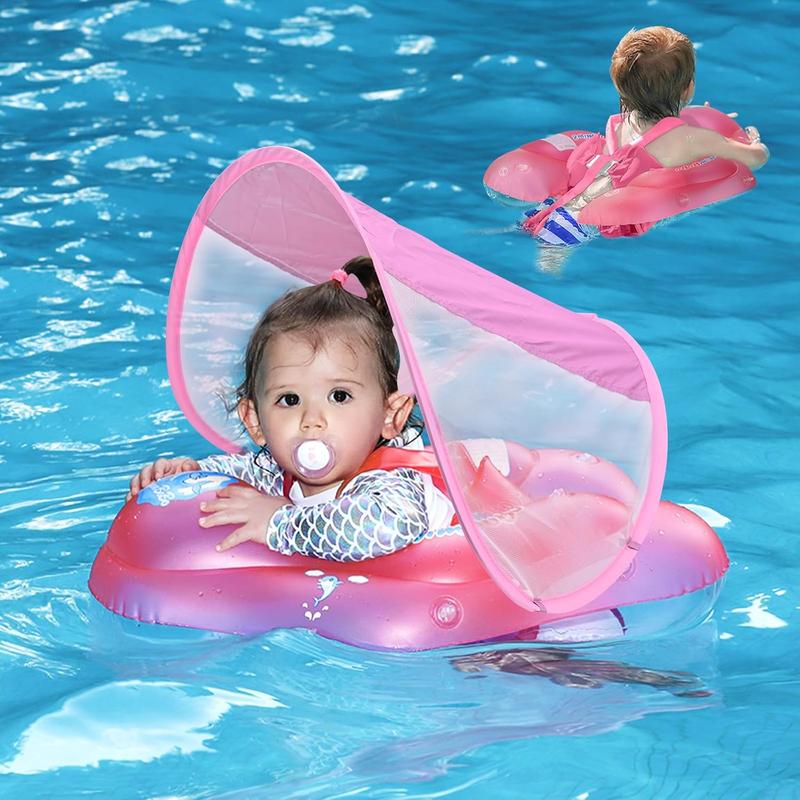 Baby Pool Float with Canopy UPF50+ Sun Protection Swimming Float ...