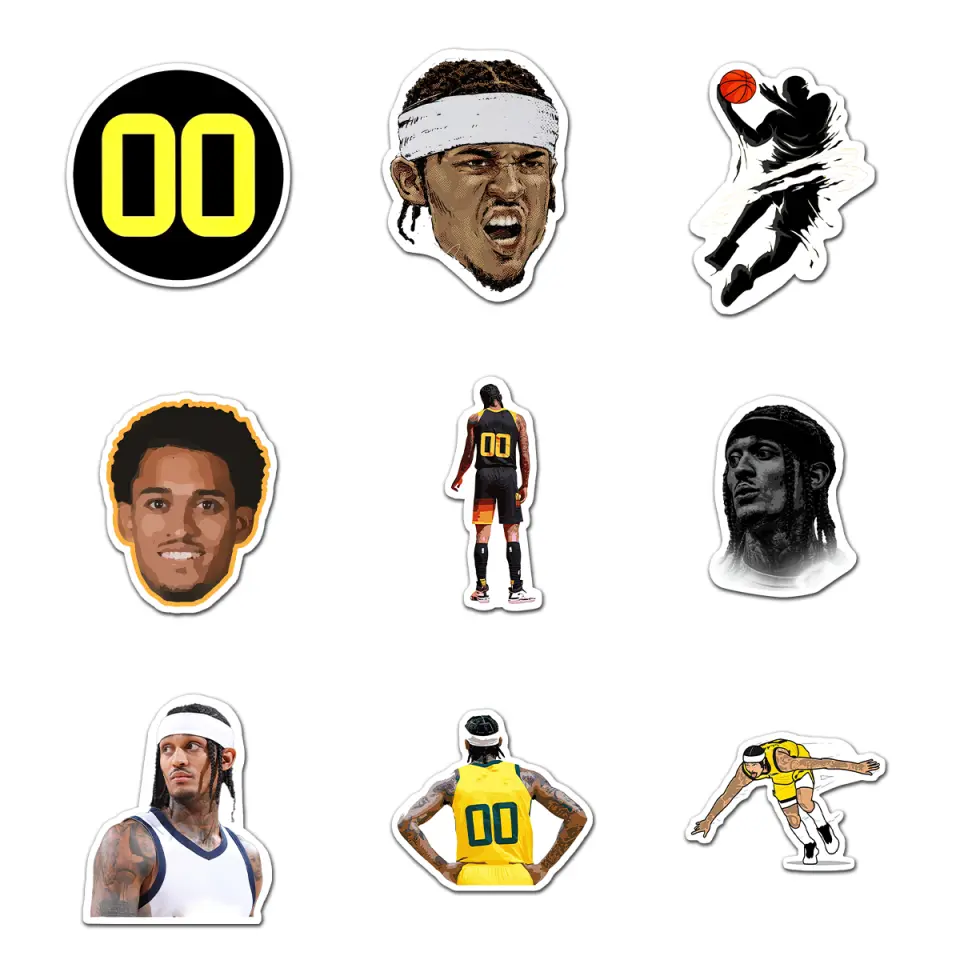 Jordan Clarkson Pack 9 PCS Sticker Vinyl, Sport Car Wall Kid Phone Book ...
