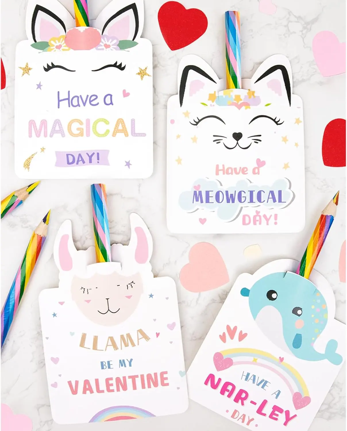 Valentine’s Day Cards for Kids – 24 Pack Unicorn Valentine Cards with ...