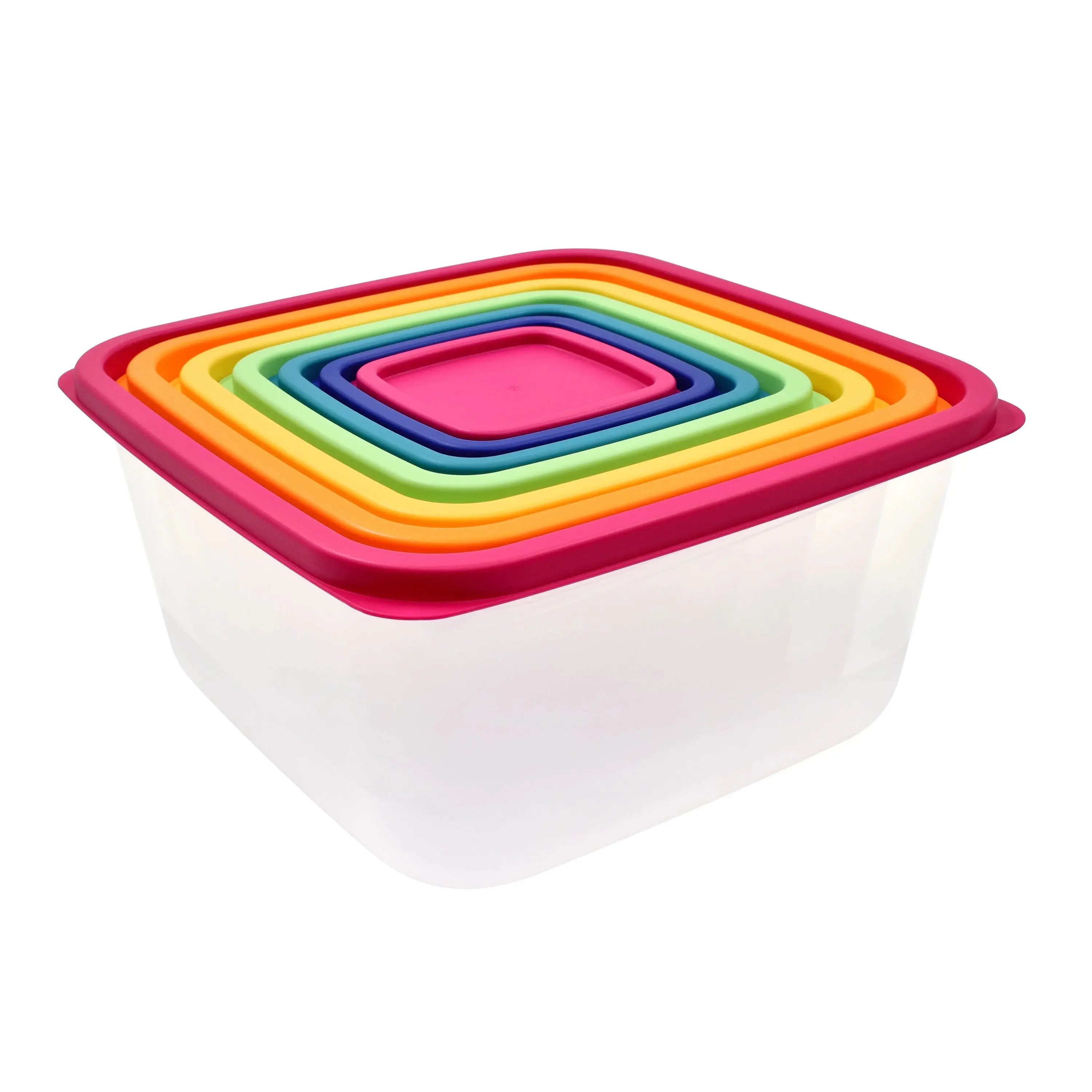 Plastic Rainbow Food Storage Set, Multi Color, 14 Count Stackable ...