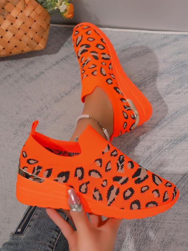 Women's Fashion Leopard Print Mesh Walking Shoes, Casual Comfortable ...