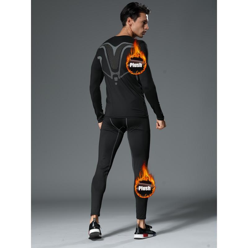 8pcs Set Men's Thermal Underwear with Plush Lining, Moisture-Wicking ...