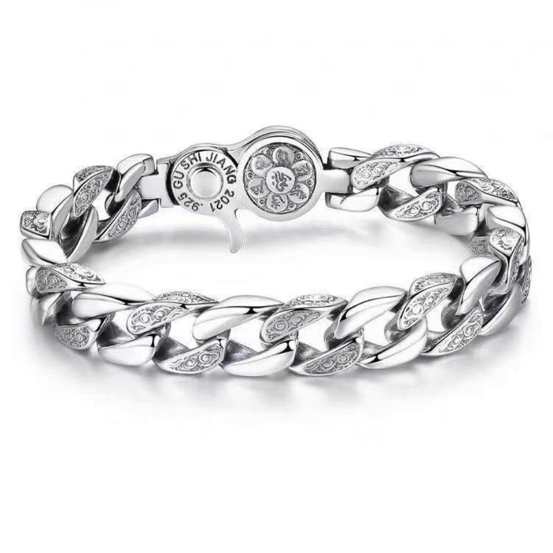 S925 Silver Plated Unisex Neutral Style Rotatable Fashion Bracelet ...