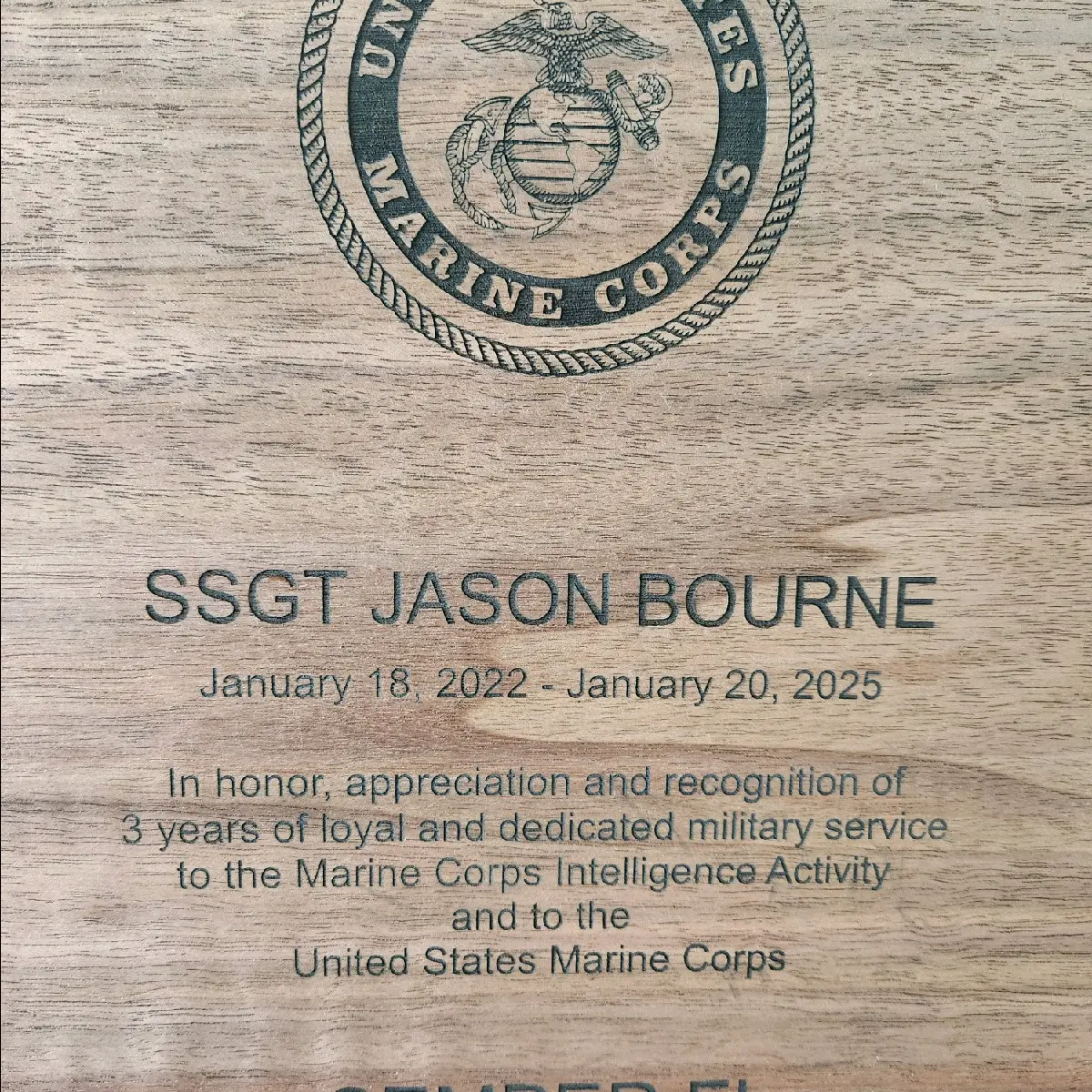 Marine Corps Custom Military Award Plaque with Command Logo and Rank ...