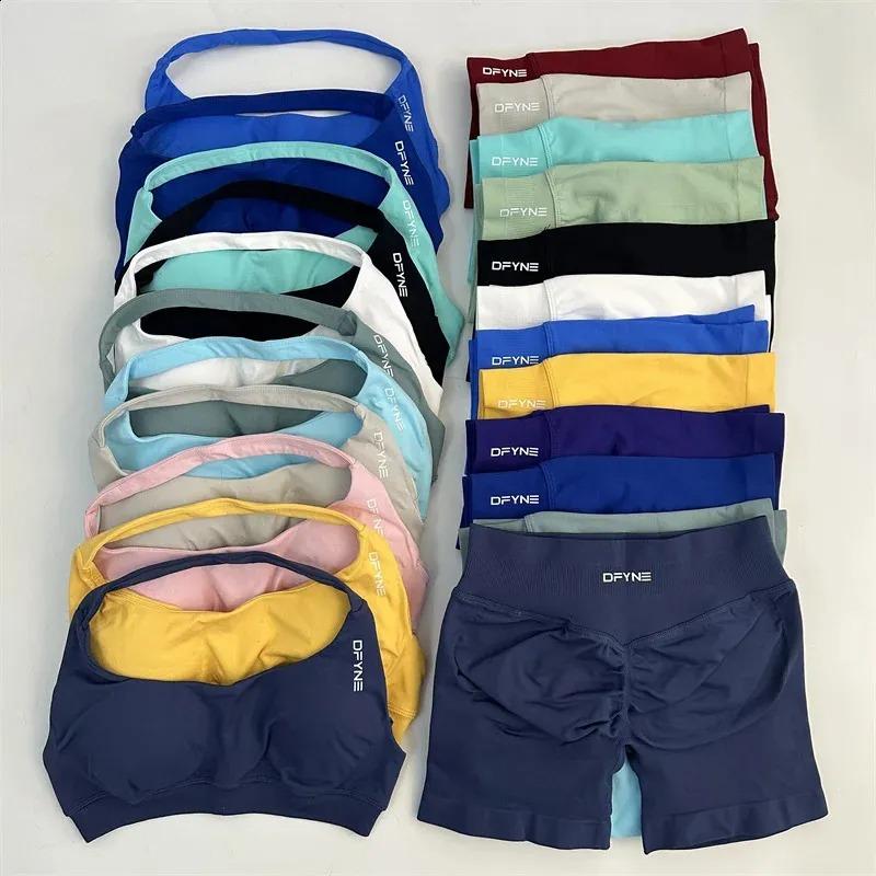 Dfyne Seamless Yoga Set - Impact Scrunch Workout Shorts & Halter Sports ...