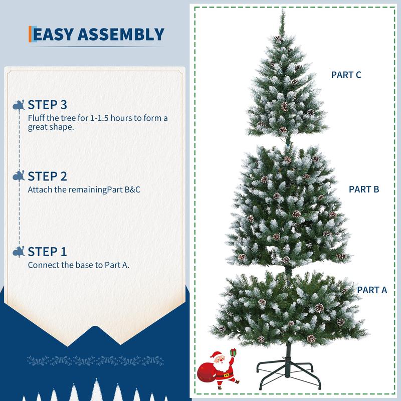 9FT Christmas Tree, 500 Realistic Branch Tips, Pre-Lit with 200 LED ...