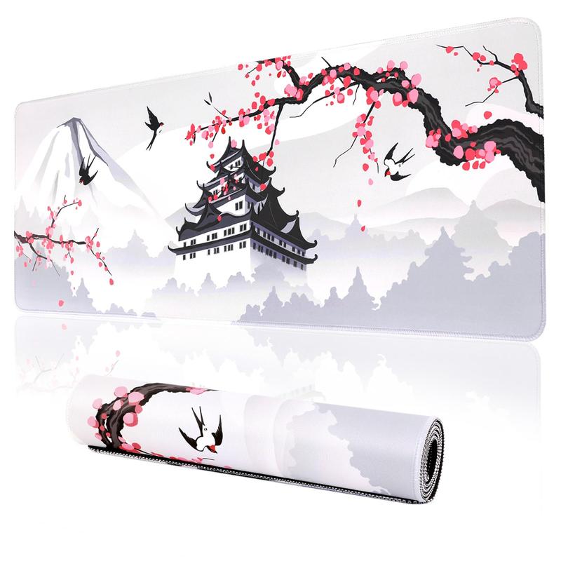 Cherry Blossom Scenery Pattern Extended Mouse Pad, 1 Count Rectangle ...
