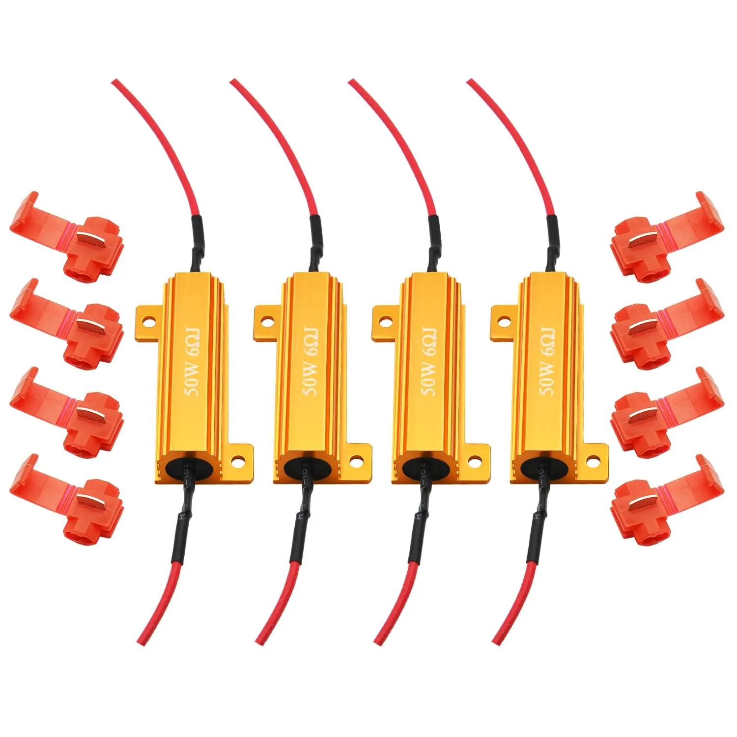 50W 6ohm LED Load Resistors with Quick Wire Clips, Aluminum Case ...