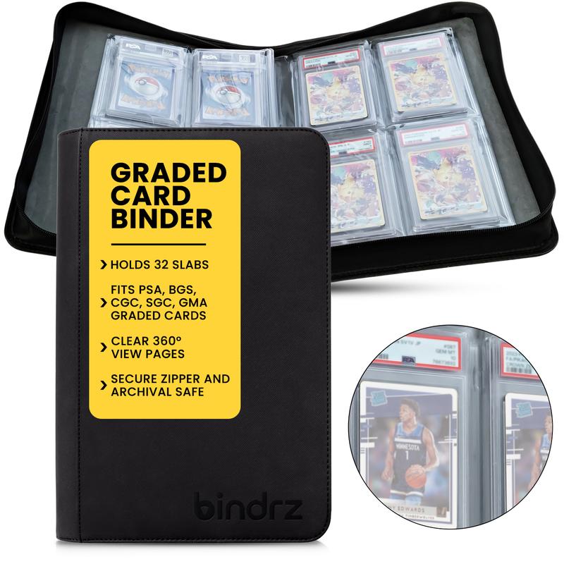 32 Graded Card Binder | 4 Pocket Zipper Binder for Slabs | Holds 32 ...