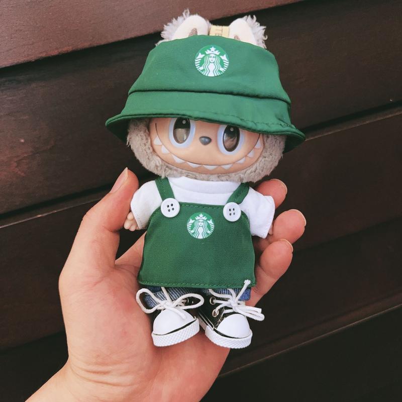 Labubu doll clothes, labubu Starbucks work clothes set, suitable for 6. ...