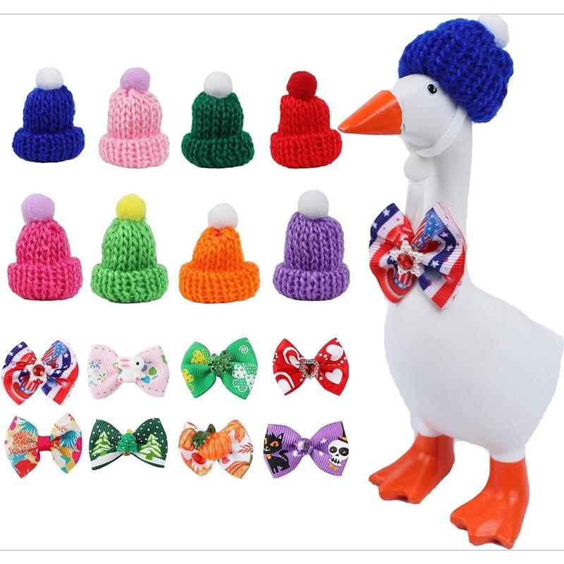 Holiday Desk Goose Outfits Mini Knitting Hats Bow Tie 8 Set , All ...