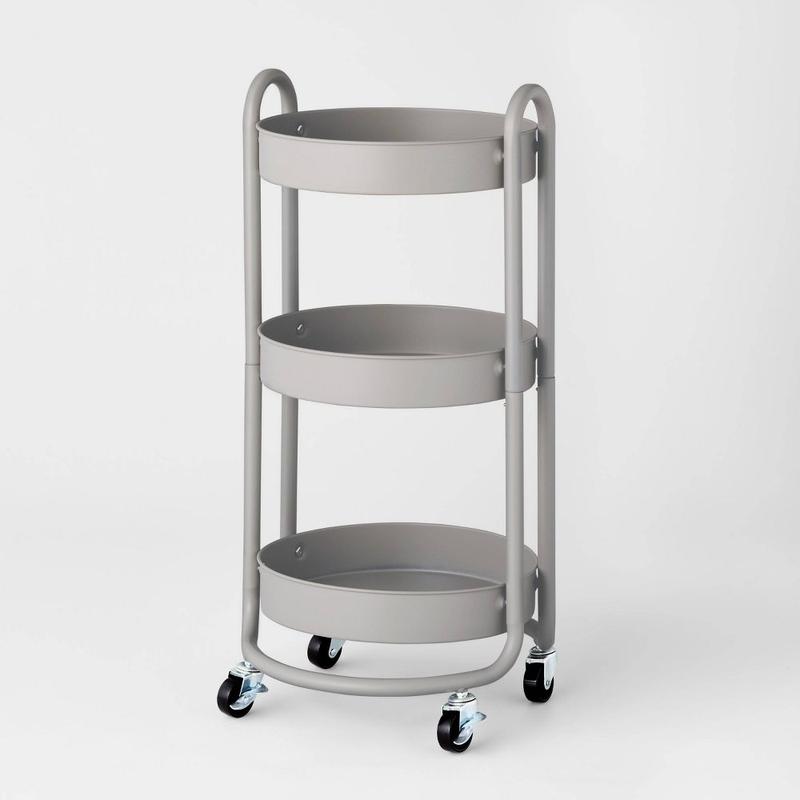 3 Tier Round Metal Utility Cart Gray - Brightroom - TikTok Shop