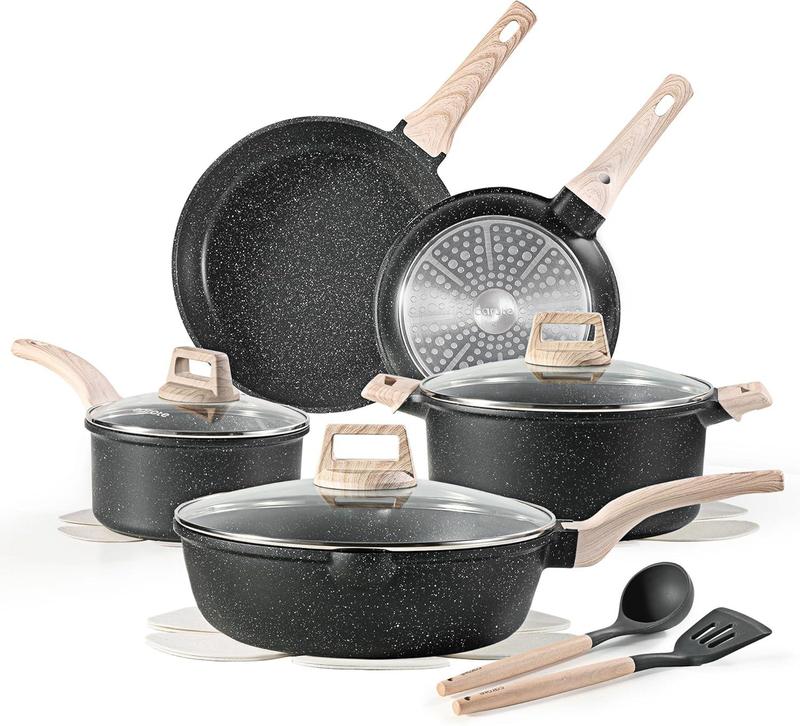 Nonstick Cookware Set for Induction Cooktops - 10-Piece Reinforced Die ...