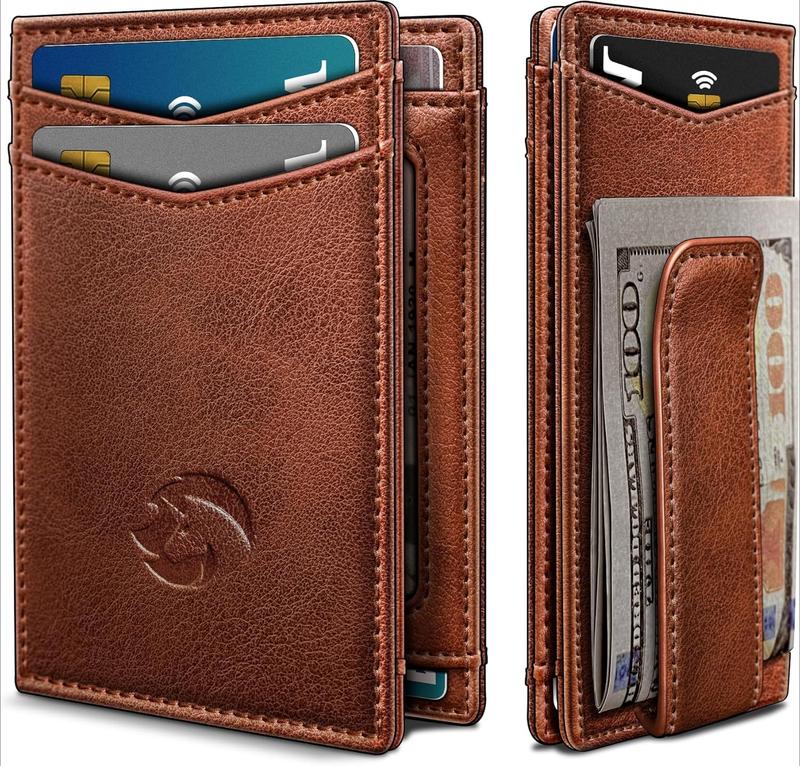 Magnetic Closure Slim Wallet with Money Clip Gift Boxed,Genuine Leather ...