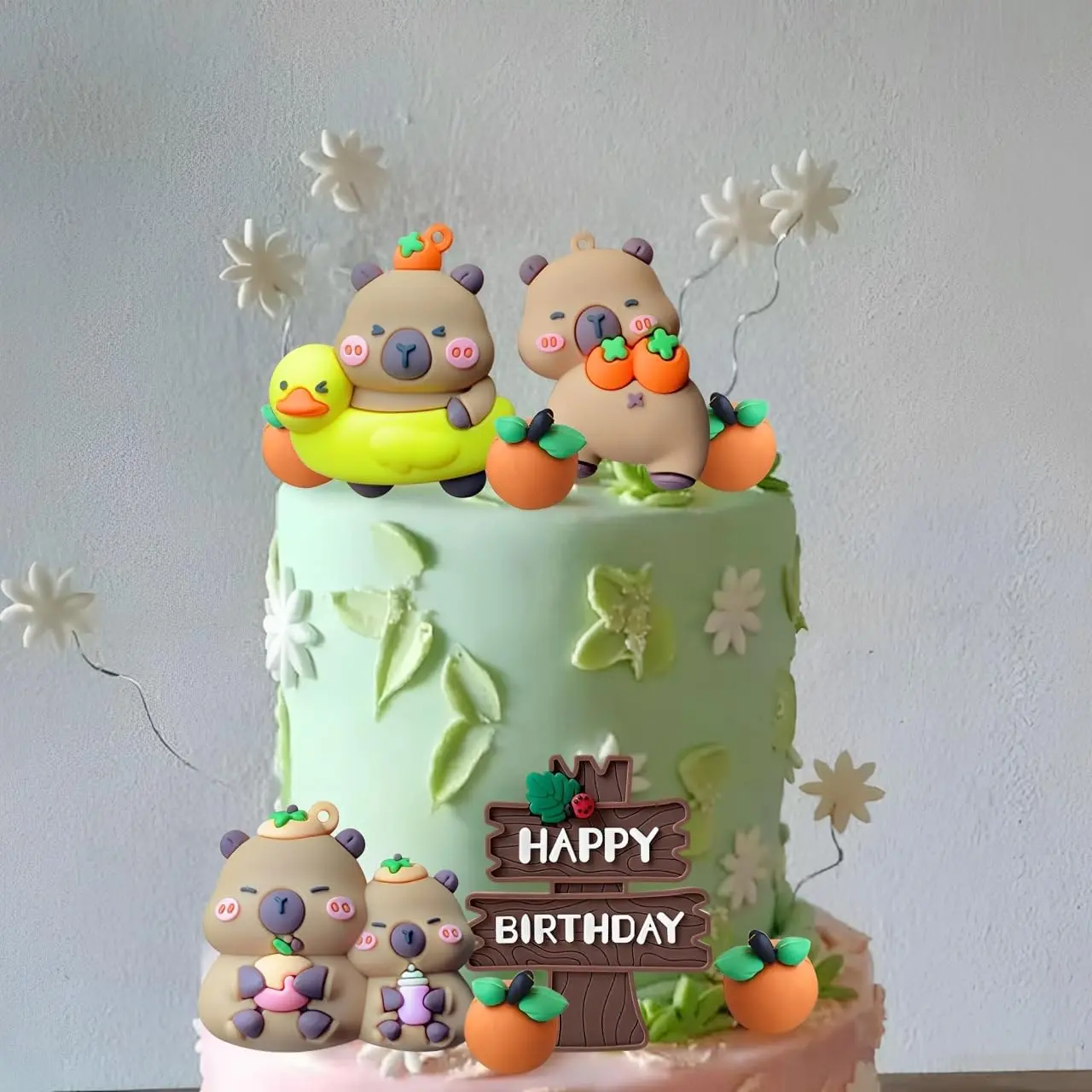 LaVenty Capybara Cake Topper Set - 3 Adorable Capybara Figures 5 Mini ...
