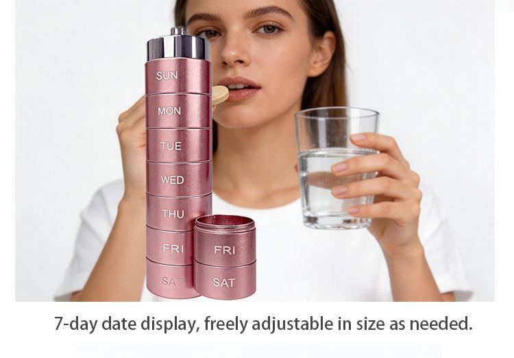 Metal travel pill organizer, portable stackable vitamin organizer for 7 ...