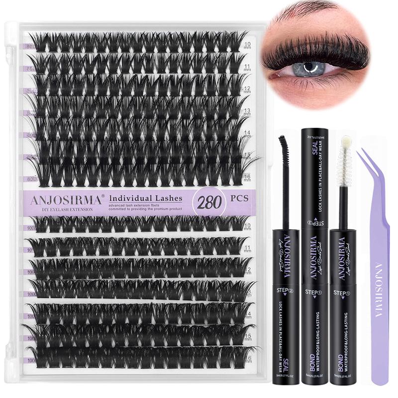 ANJOSIRMA Lash Clusters Kit Fluff 80D+100D Mix Individual Lashes D Curl ...