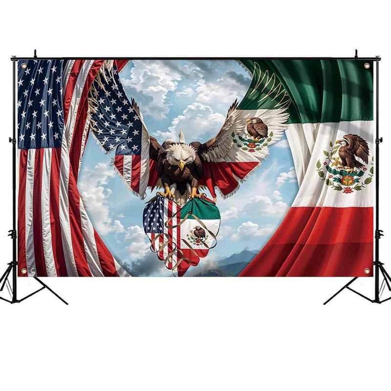Mexico Flag Eagle Pattern Backdrop, 1 Count Mexican Flag Eagle Design ...