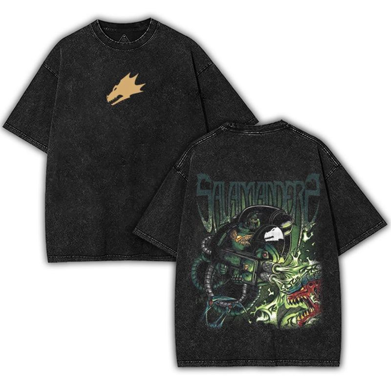 Warhammer 40k Salamanders T-shirt, Vintage Washed Oversized Graphic Tee ...