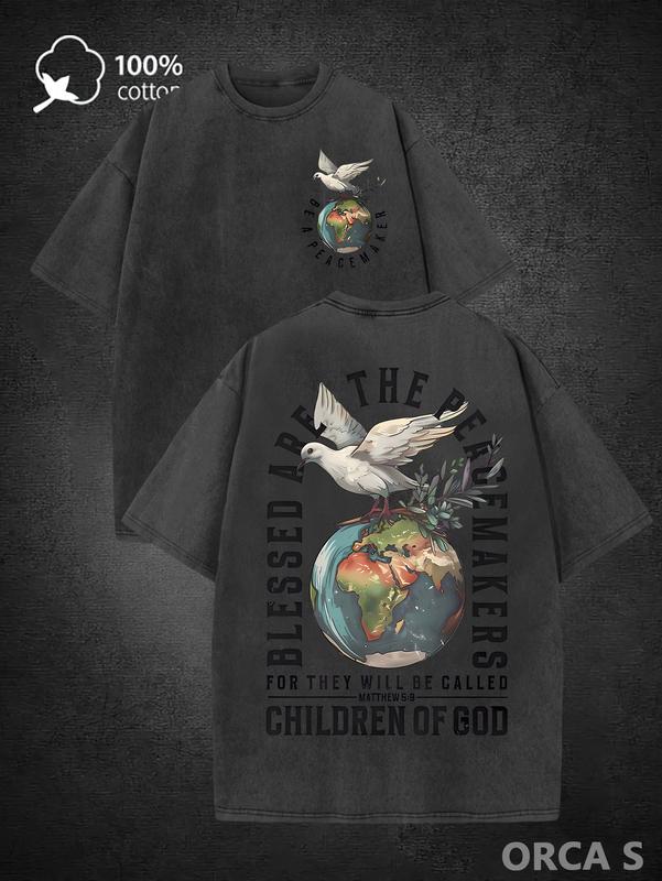 100% T-Shirt with Dove and Earth Graphic | Blessed Are The Peacemakers ...