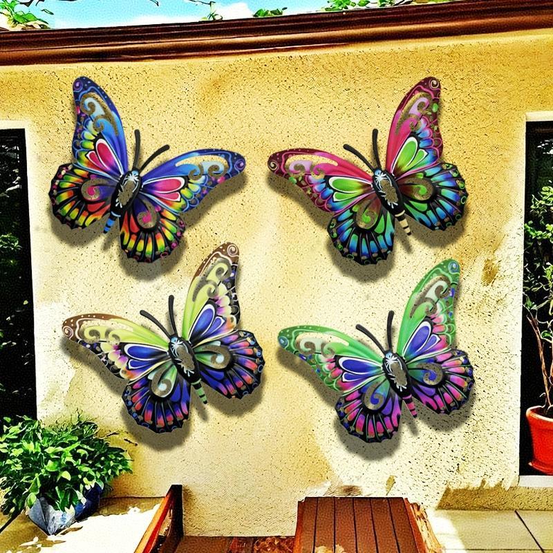 Butterfly Design Wall Decor, 4 Counts/set Colorful Butterfly Wall Art ...