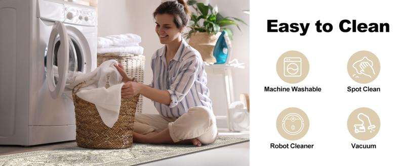 LOKHOM Vintage Kitchen Rug Sets of 3 Soft Non Slip Mats Washable Runner ...