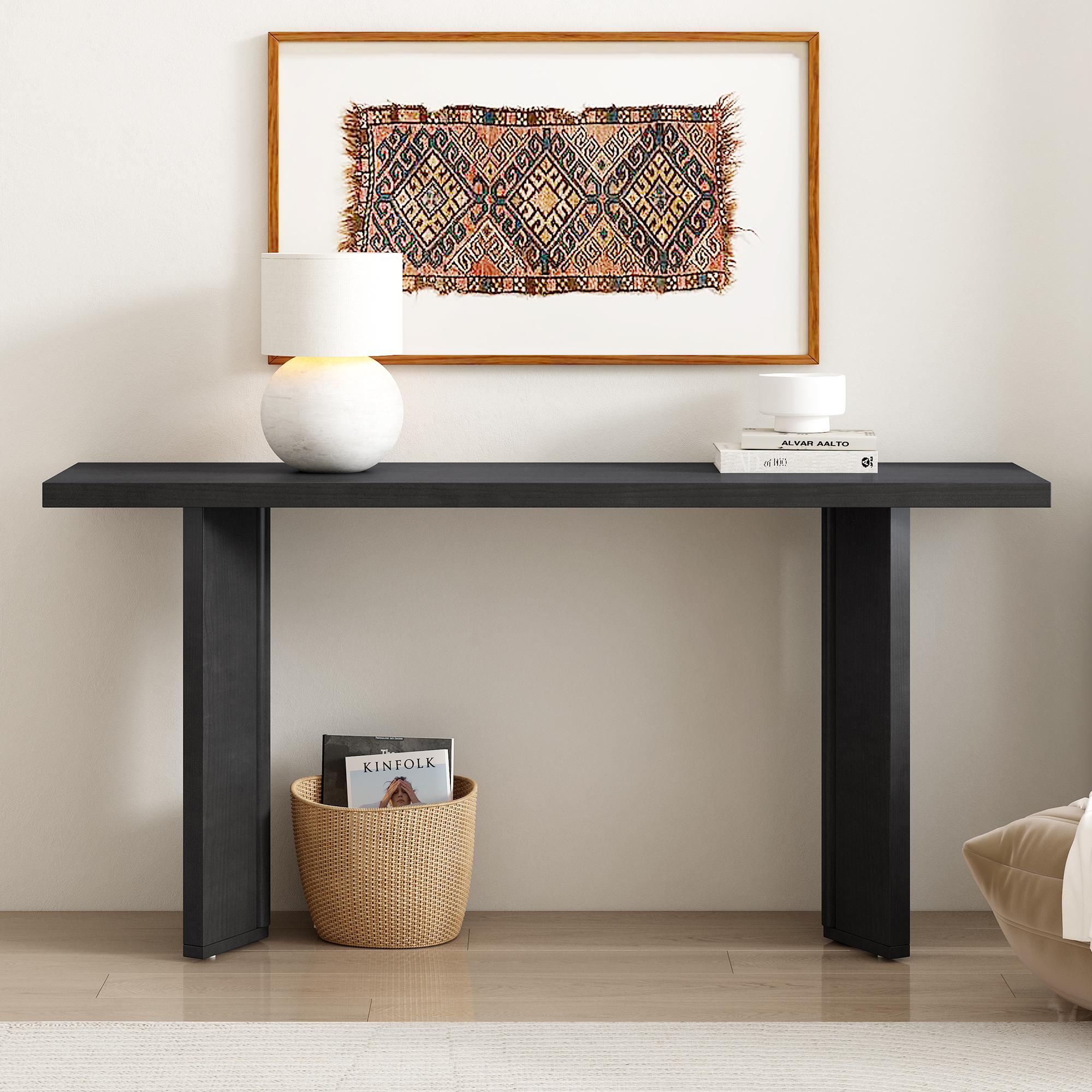 63" Modern Minimalist Pine Veneer Console Table - Modern Accent Table ...