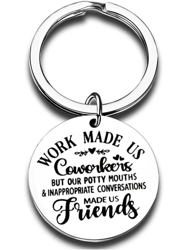 Letter Pattern Slogan Metal Keychain, Fashion Round Shaped Stainless ...