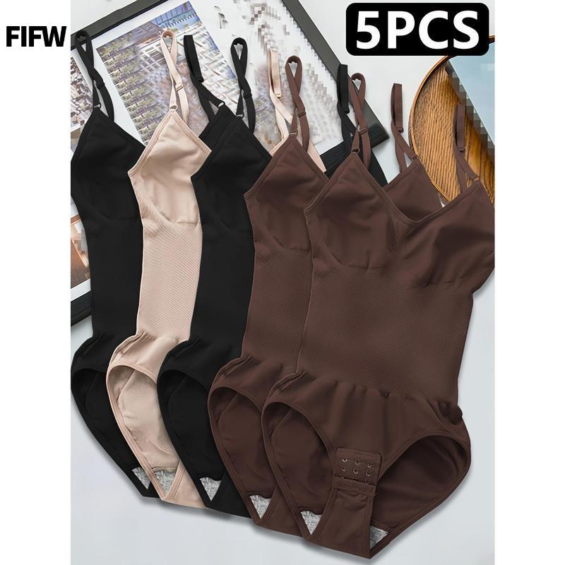 5pcs Women's Seamless Shapewear Bodysuit with Abdominal Compression ...