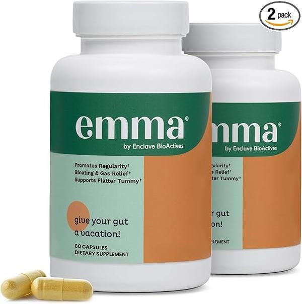 Emma Gut Health 2 Pack - Gas & Bloating Relief, Constipation, Leaky Gut ...