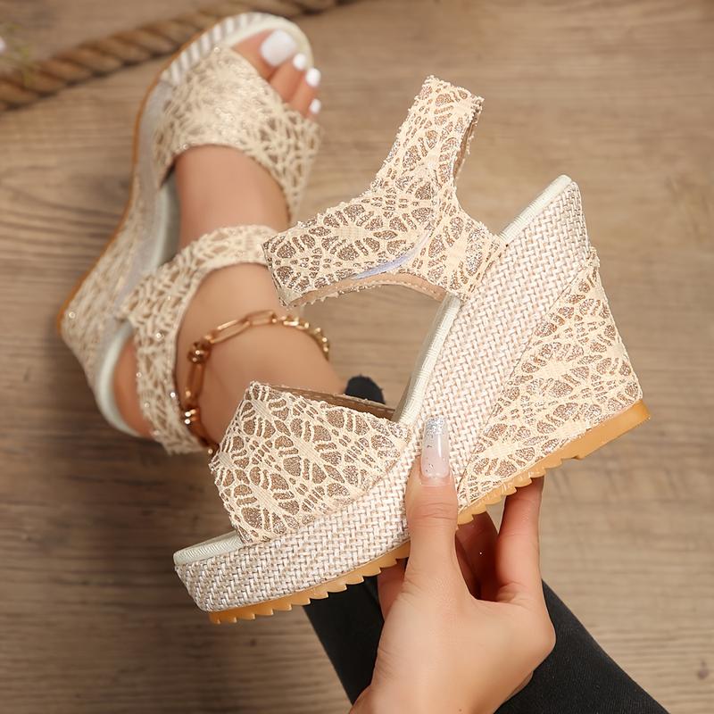 Women's Peep Toe Wedge Sandals, Casual Elegant Slingback Platform Heels ...