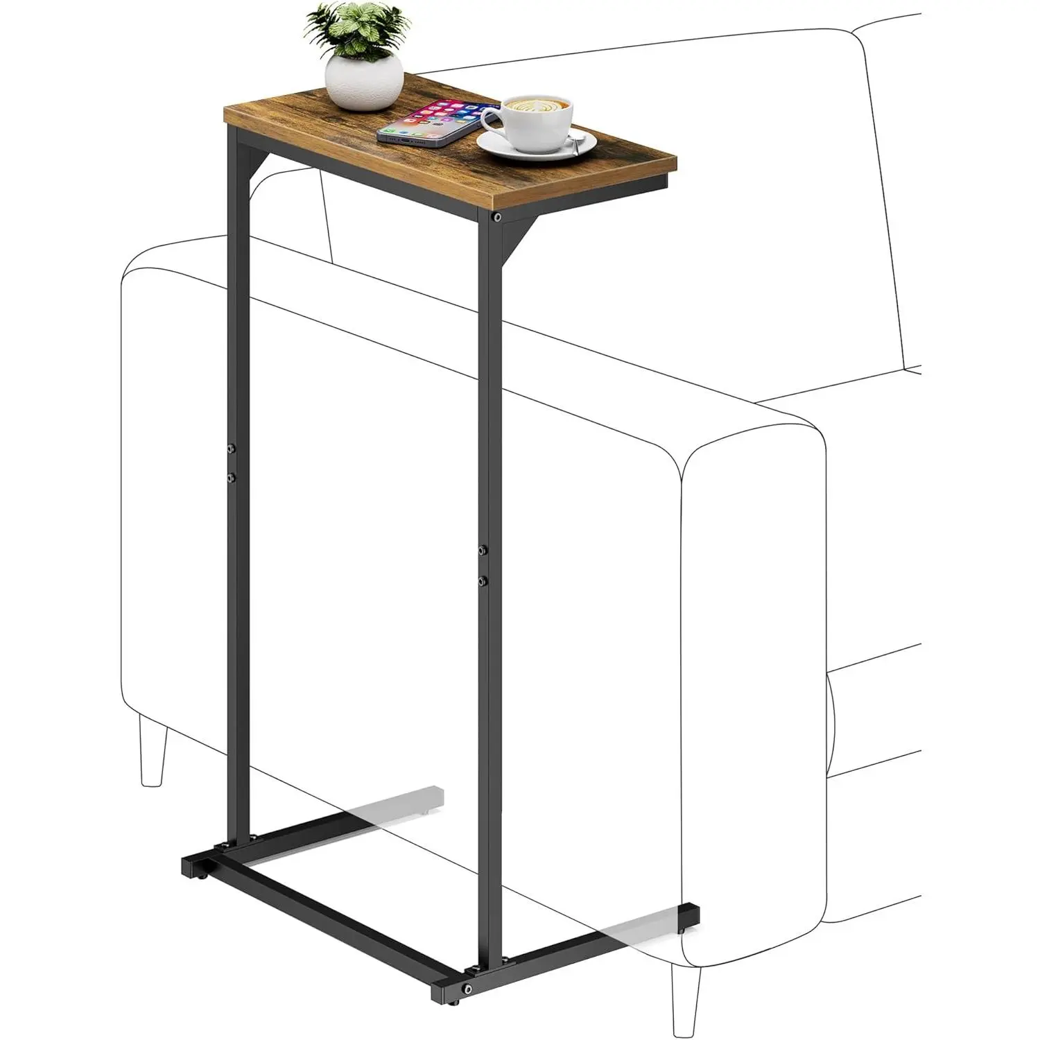 C Shaped End Table, Tv Tray, Small Side Table, 28.7 inch Tall Couch ...