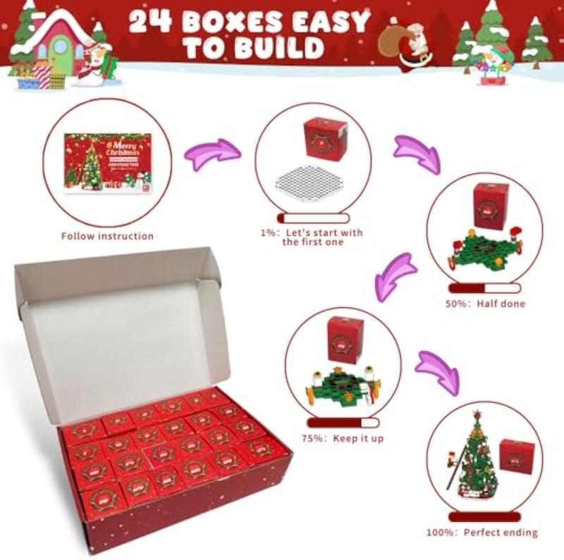 Advent Calendar 2025 Christmas Tree Building Toy Set with LED light ...