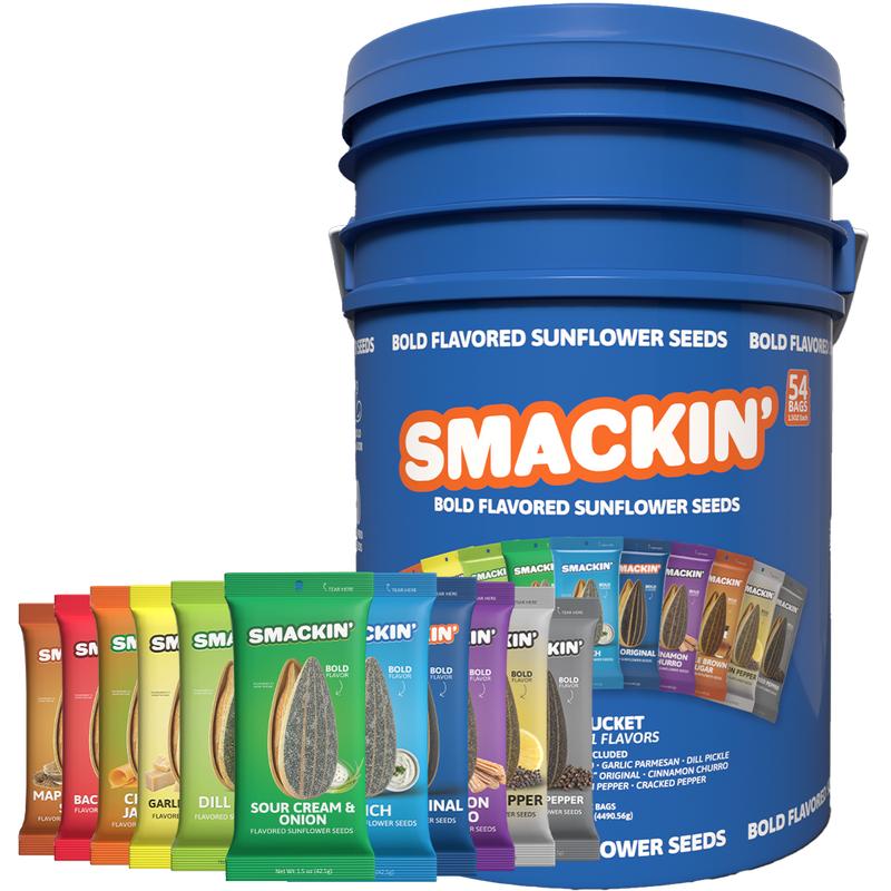SMACKIN' Sunflower Seed Bucket, 54 Total 1.5 Ounce Single Serve ...